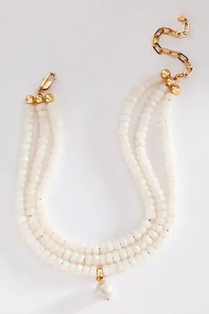 Ettika Marina Layers Necklace With Freshwater Pearl - Bone