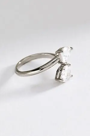 Ettika Crystal Teardrop Wrap Ring - Silver