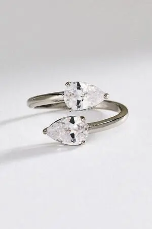 Ettika Crystal Teardrop Wrap Ring - Silver