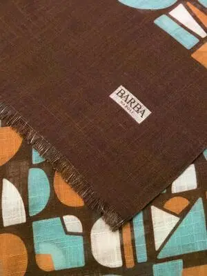 BARBA NAPOLI Geometric-print Fringed Scarf - Brown
