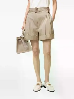 Burberry Belted Tropical Gabardine Shorts - Neutrals
