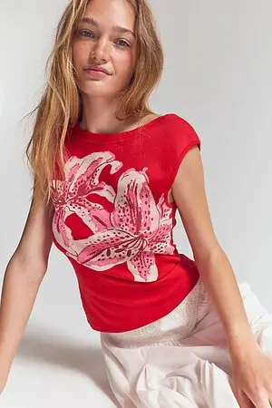 Free People We The Free Ballad Reversible Lily Printed Tank - Red