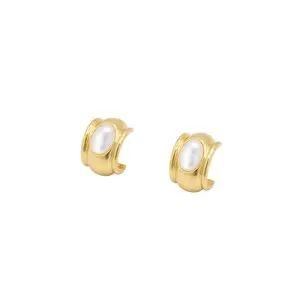 UCHI & SOTO Enso Moonstone Huggie Hoop Earrings In 18k Plating - Gold