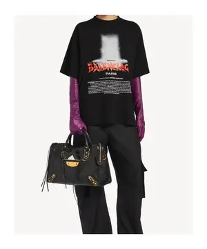 Balenciaga The Door" Printed Oversized T-shirt - Black