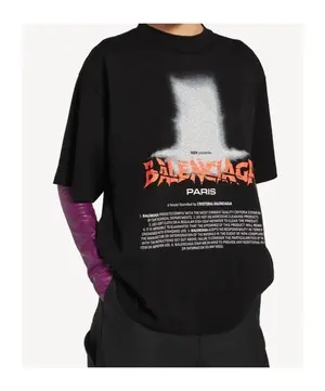 Balenciaga The Door" Printed Oversized T-shirt - Black