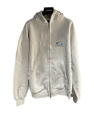 Balenciaga Logo Printed Zip-up Hooded Jacket