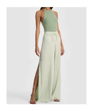 ALICEOLIVIA Drawstring Palazzo Pants With Side Slits