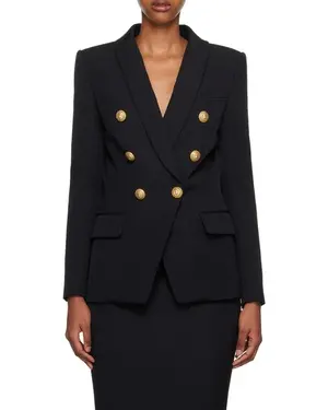 Balmain Double-breasted Blazer With Logo Buttons - Black