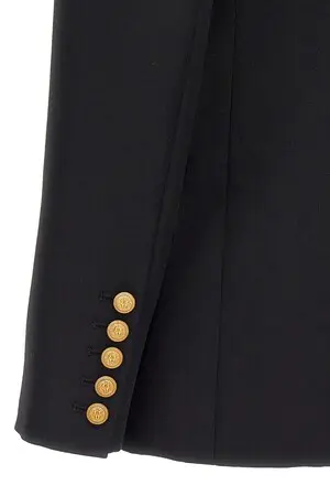 Balmain Double-breasted Blazer With Logo Buttons - Black