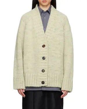 MAISON MARGIELA V-neck Knitted Cardigan - Moss