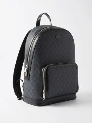 Gucci Gg Supreme Canvas Backpack - Black