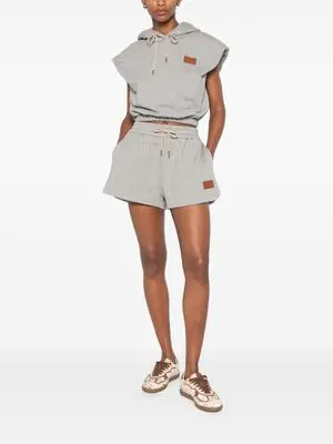 Fendi Sleeveless Cropped Drawstring Hoodie - Grey