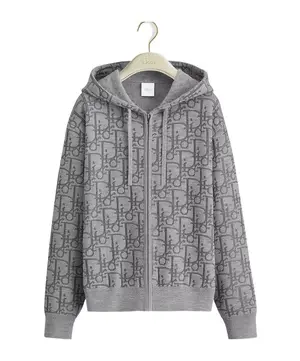 Dior Monogram Zip-up Hooded Cardigan
