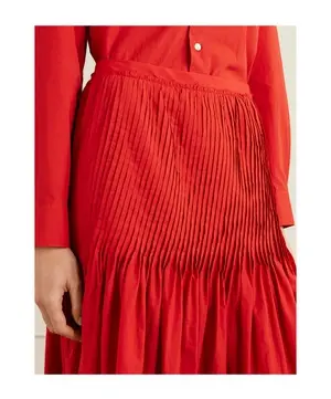 Auralee Pleated Tie Maxi Skirt - Red
