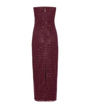 ROTATE BY BIRGER CHRISTENSEN Beaded Maxi Tube Dress - Red
