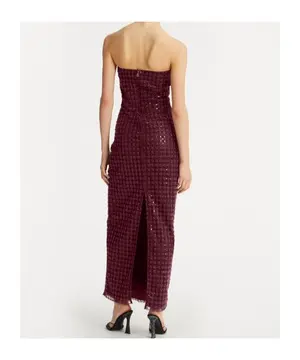 ROTATE BY BIRGER CHRISTENSEN Beaded Maxi Tube Dress - Red