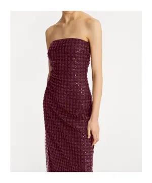 ROTATE BY BIRGER CHRISTENSEN Beaded Maxi Tube Dress - Red