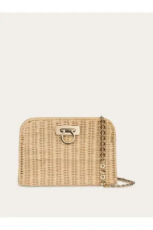 FERRAGAMO Diana Wicker Clutch With Gancini Clasp - Red