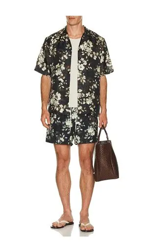 Simkhai Casper Printed Silk Shirt In . Also - Multi