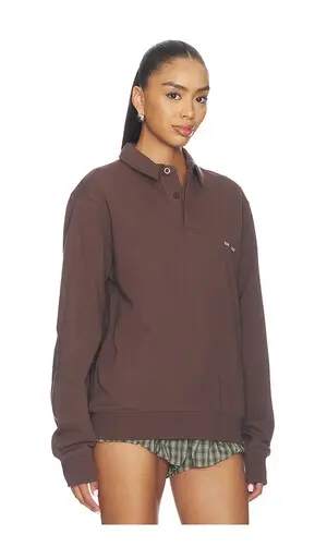 QUIET GOLF Monogram Washed Rugby Sweater - Black