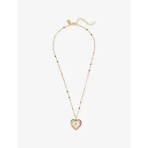 CRYSTAL HAZE 18ct Yellow-gold Plated Brass Enamel And Cubic Zirconia Heart Necklace - Multi/gold