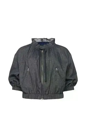 Cinq À Sept Ruffled-collar Herringbone Jacket