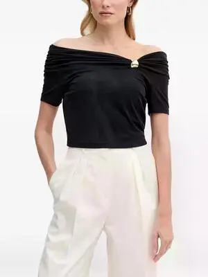 Guess Off-shoulder Ribbed Knit T-shirt