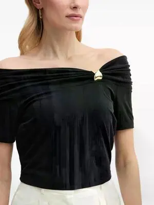 Guess Off-shoulder Ribbed Knit T-shirt