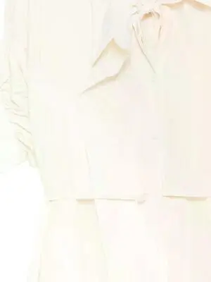 JUUN.J Ivory White Ruched Sleeve Dress