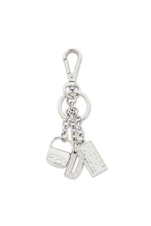 DIESEL® Metal Keyring With Logo Charms - Silver