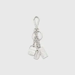 DIESEL® Metal Keyring With Logo Charms - Silver