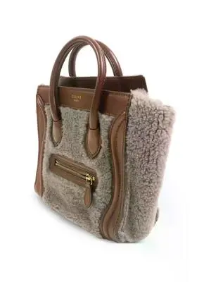 Celine Nano Luggage Shearling Tote Bag