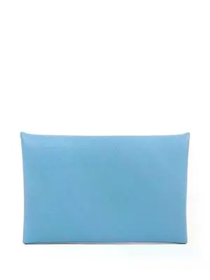 Hermès 2018 Calvi Epsom Card Holder - Blue