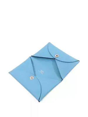 Hermès 2018 Calvi Epsom Card Holder - Blue