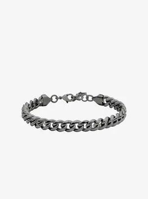 Michael Kors Precious Metal-plated Brass Curb-link Chain Bracelet With Logo Charm - Grey