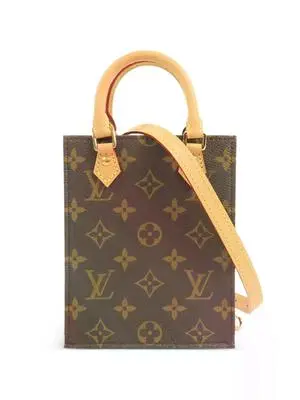 LOUIS VUITTON Monogram Petit Sac Plat Shoulder Bag - Brown