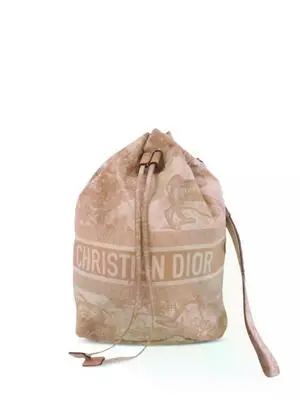 Dior Toile De Jouy Drawstring Pouch Handbag - Neutrals
