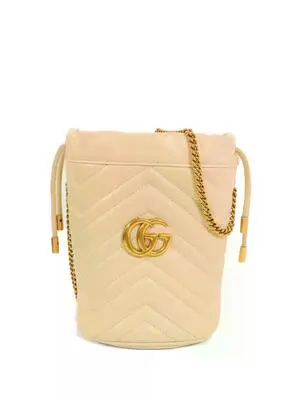 Gucci Gg Marmont Chain-strap Bucket Bag - Neutrals