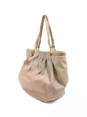 Miu Miu Vitello Lux Leather Tote Bag - Neutrals