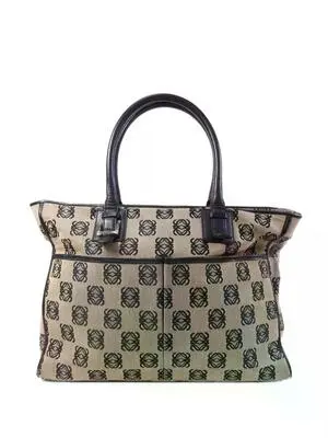 Loewe Anagram Canvas Handbag - Neutrals