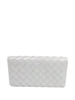 Bottega Veneta Intrecciato Leather Long Wallet - Grey