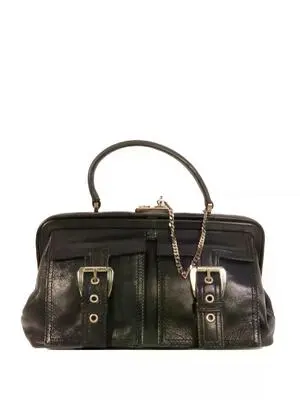 Celine Buckled Leather Tote Bag - Black