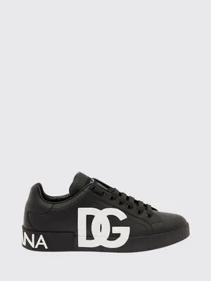 Dolce & Gabbana Portofino Dg Monogram Calfskin Lace Up Sneakers - Black