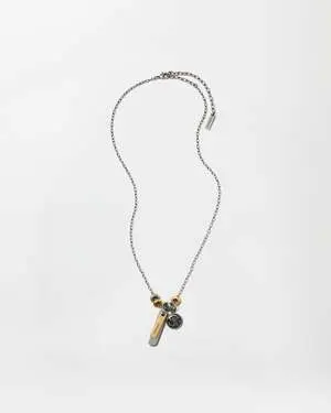 Versace Medusa Coin Charm Necklace - Silver+gold