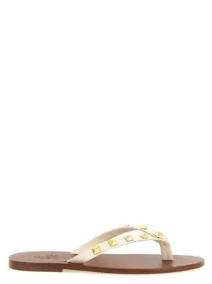 Valentino Garavani Rockstud Thong Sandals - White