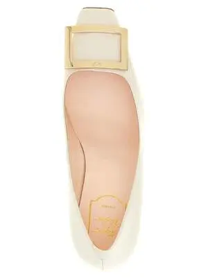 ROGER VIVIER Trompette Patent Leather Pumps With Metal Buckle - Gray