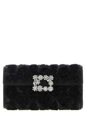 ROGER VIVIER Efflorescence" Clutch Bag With Rhinestone Detail - Black