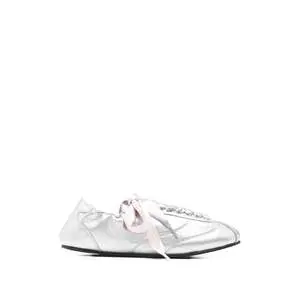 Repetto Tone Ribbon Detail Lace-up Flats - Silver