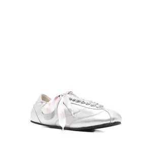 Repetto Tone Ribbon Detail Lace-up Flats - Silver