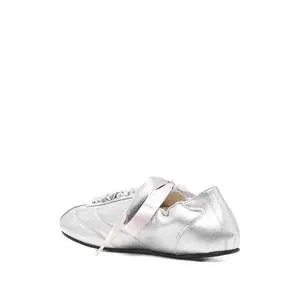 Repetto Tone Ribbon Detail Lace-up Flats - Silver
